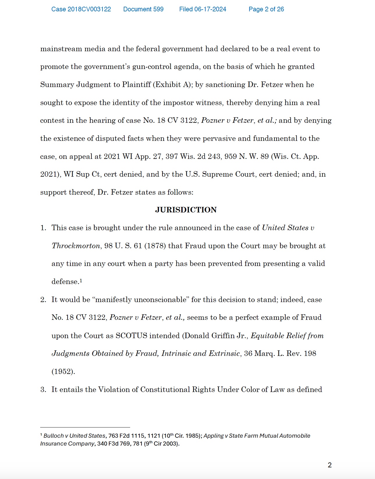 Jim Fetzer, Ph.D., Motion to Open Judgment Pursuant to Extrinsic Fraud ...