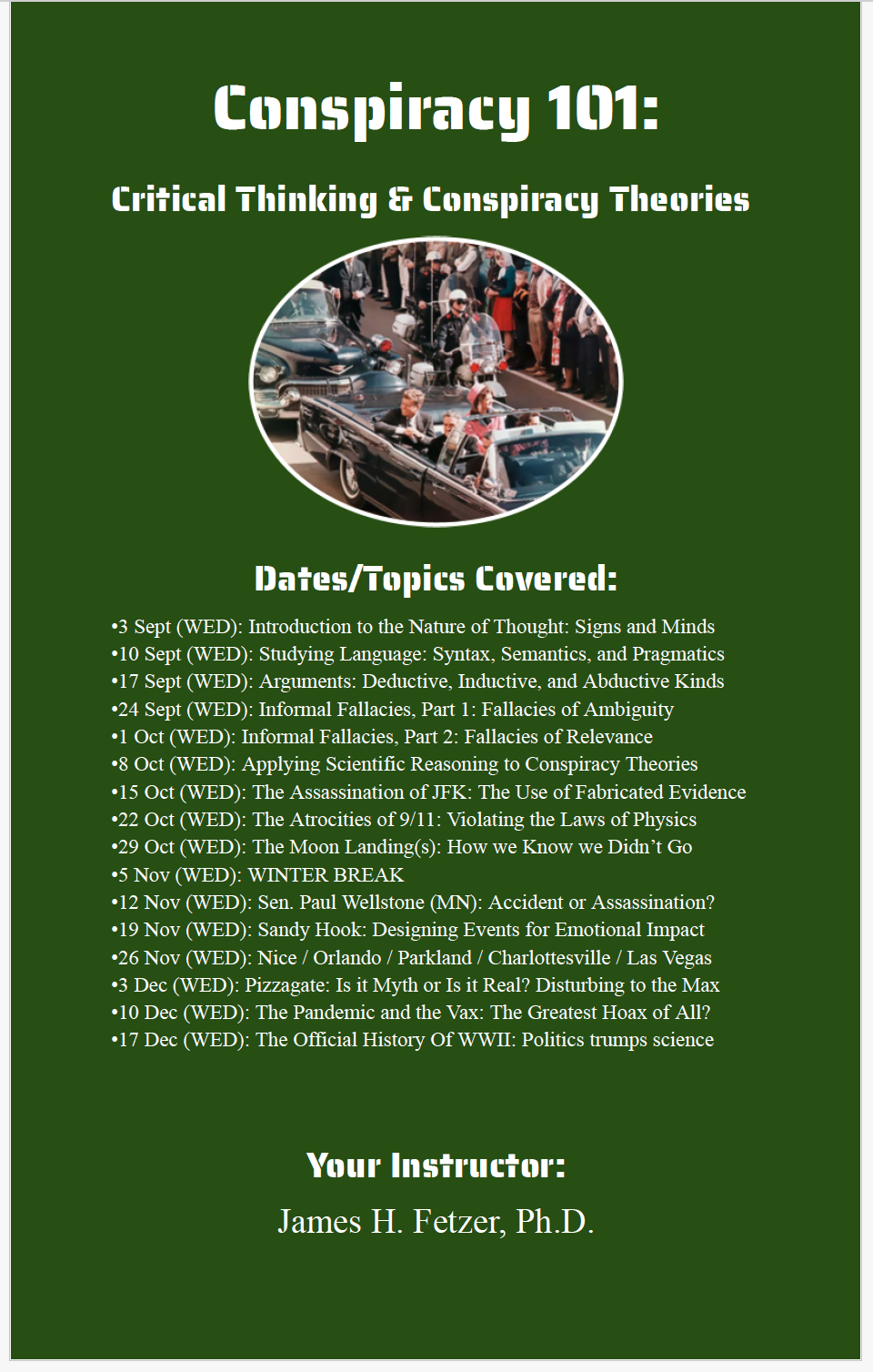 Jim Fetzer, Ph.D., CONSPIRACY 101: Critical Thinking & Conspiracy ...