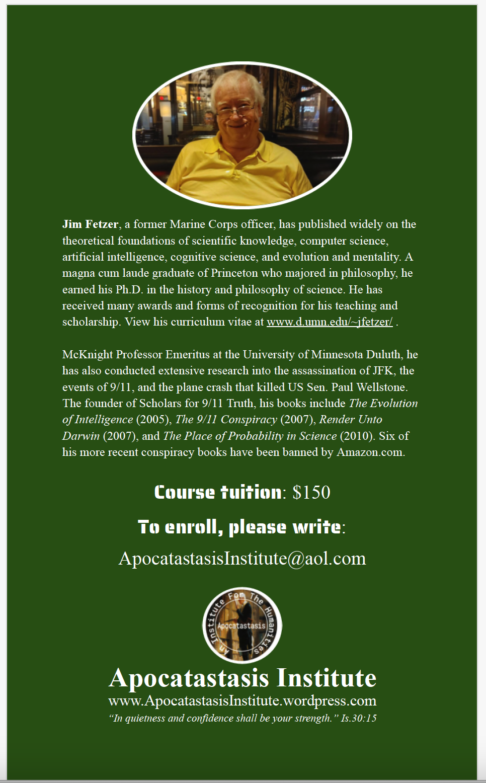 Jim Fetzer, Ph.D., CONSPIRACY 101: Critical Thinking & Conspiracy ...
